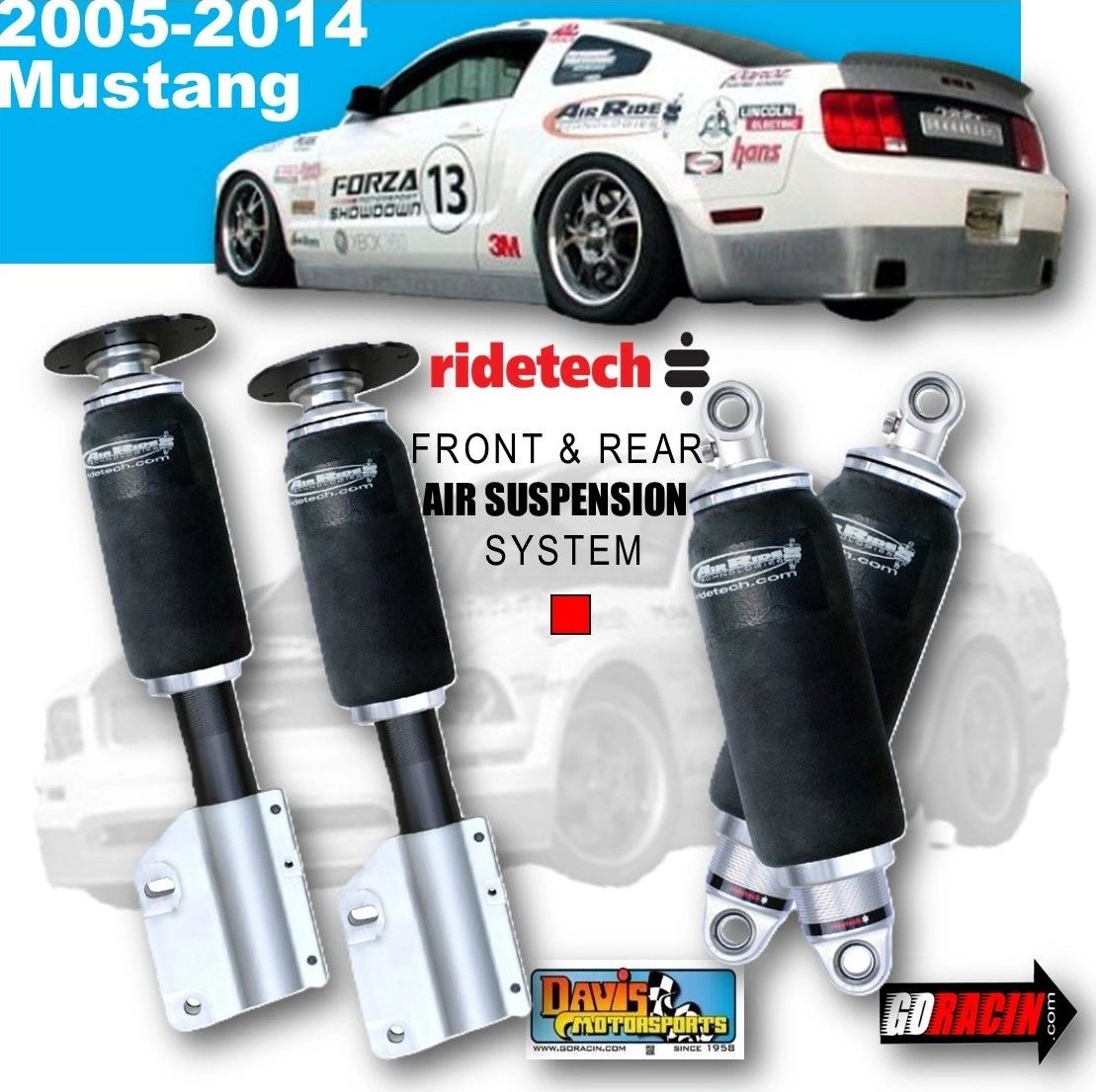 Ridetech Air Ride, Front & Rear Air Suspension Kit, 2005-2014 Mustang ...