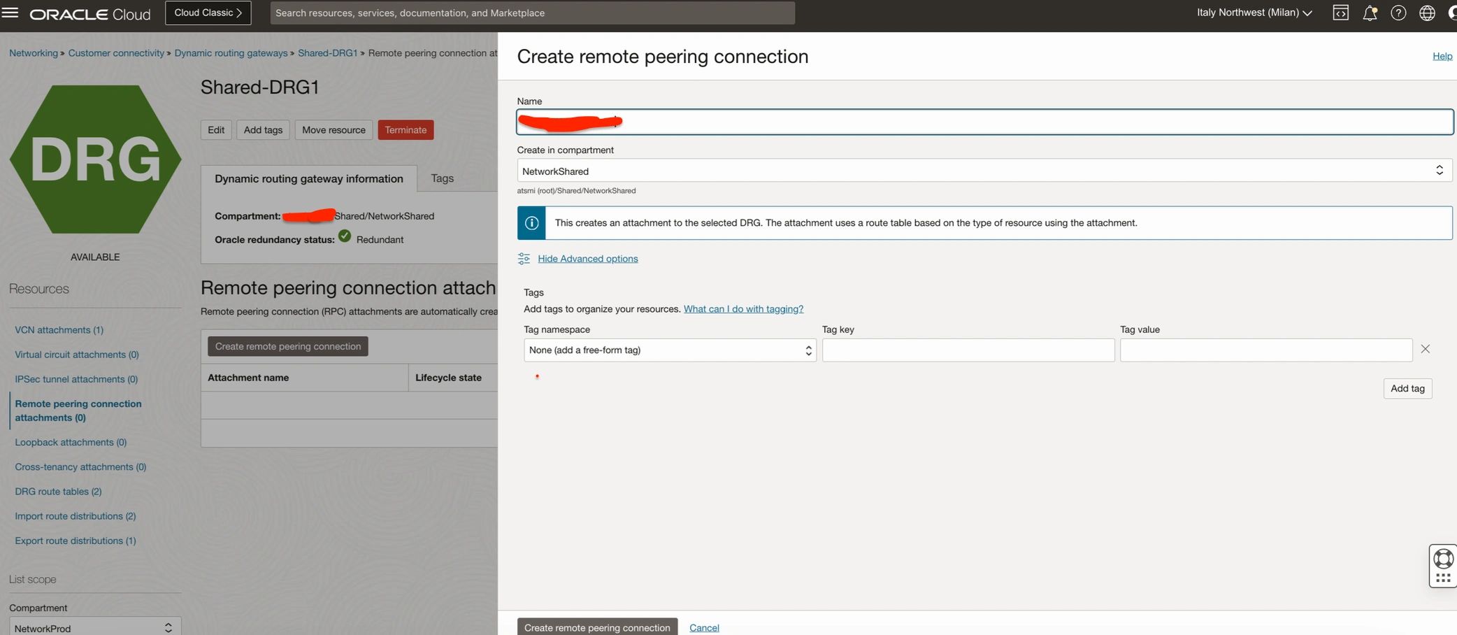 Setup OCI Remote Peering for DR Solutions