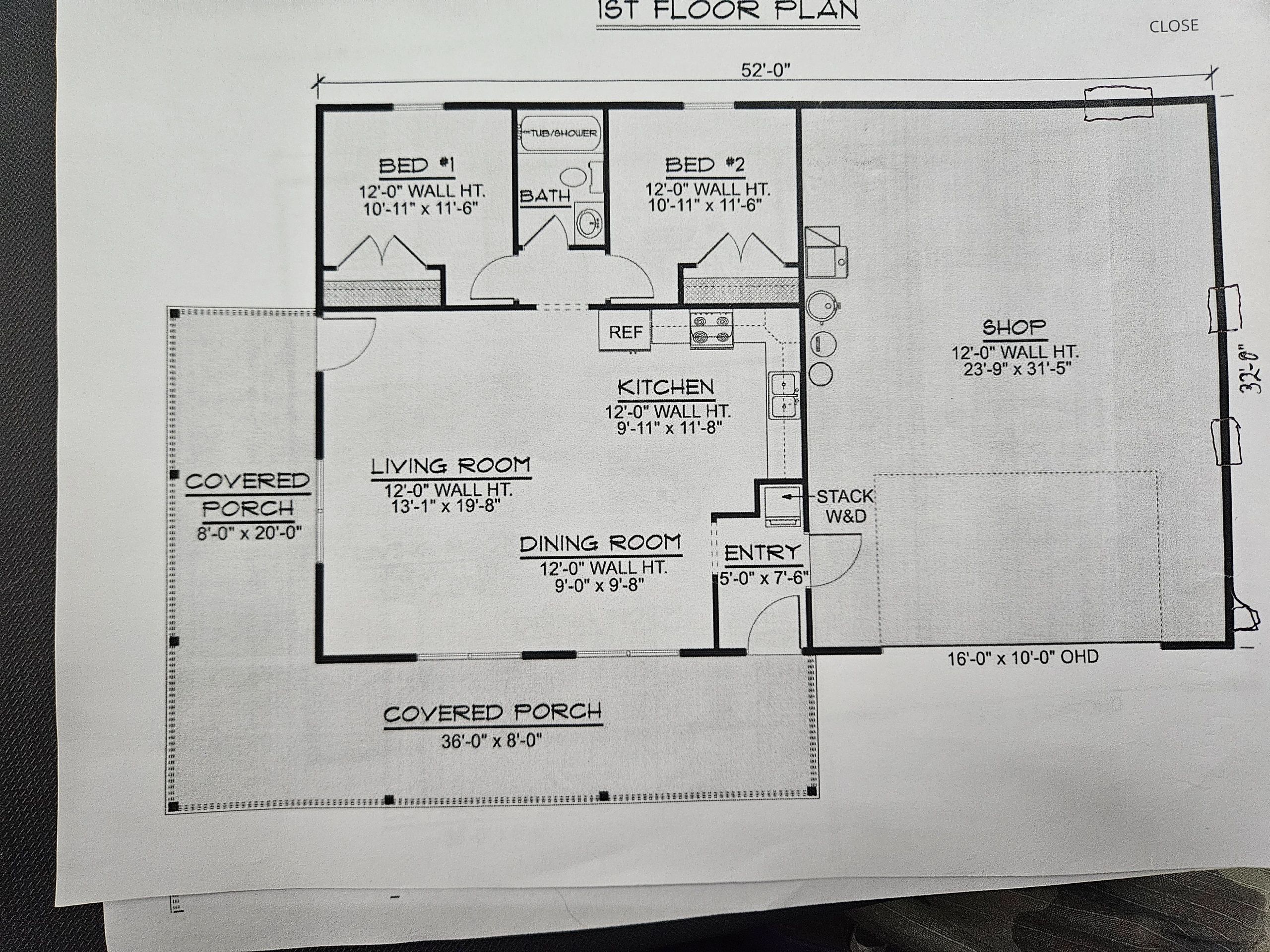 Drawing for Barndominium with detailed utilities layout