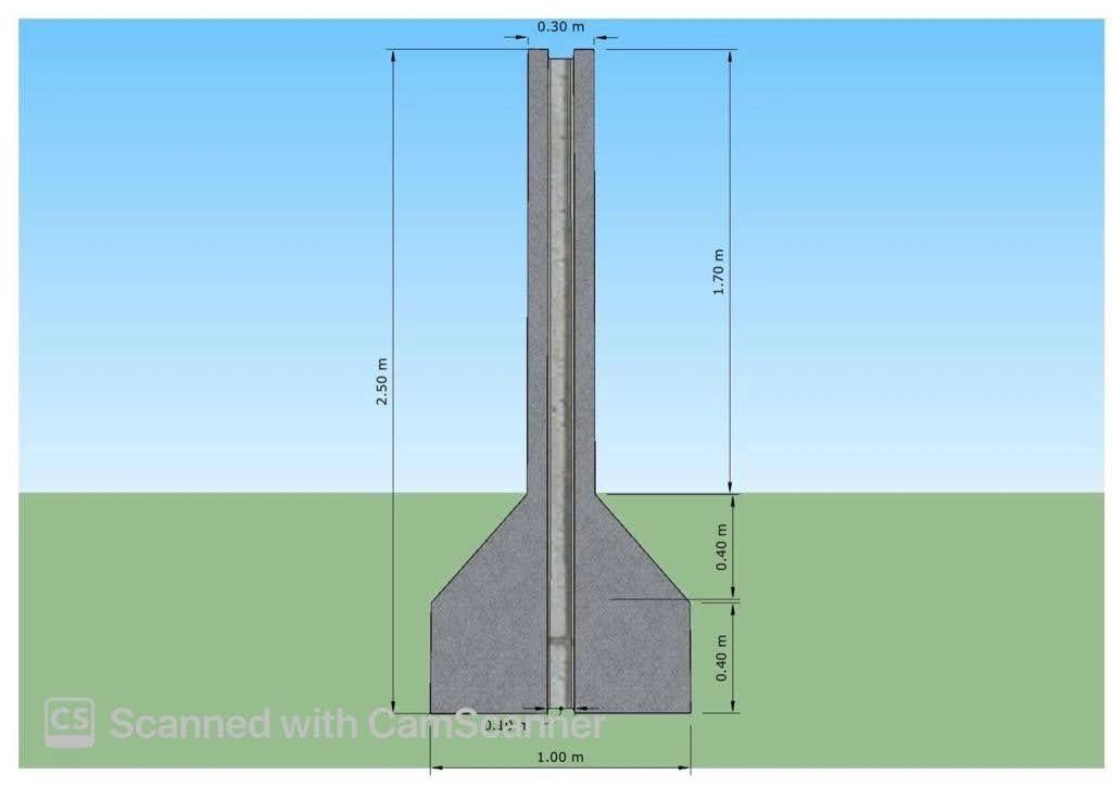 Steel-Reinforced Concrete Barrier Drawing