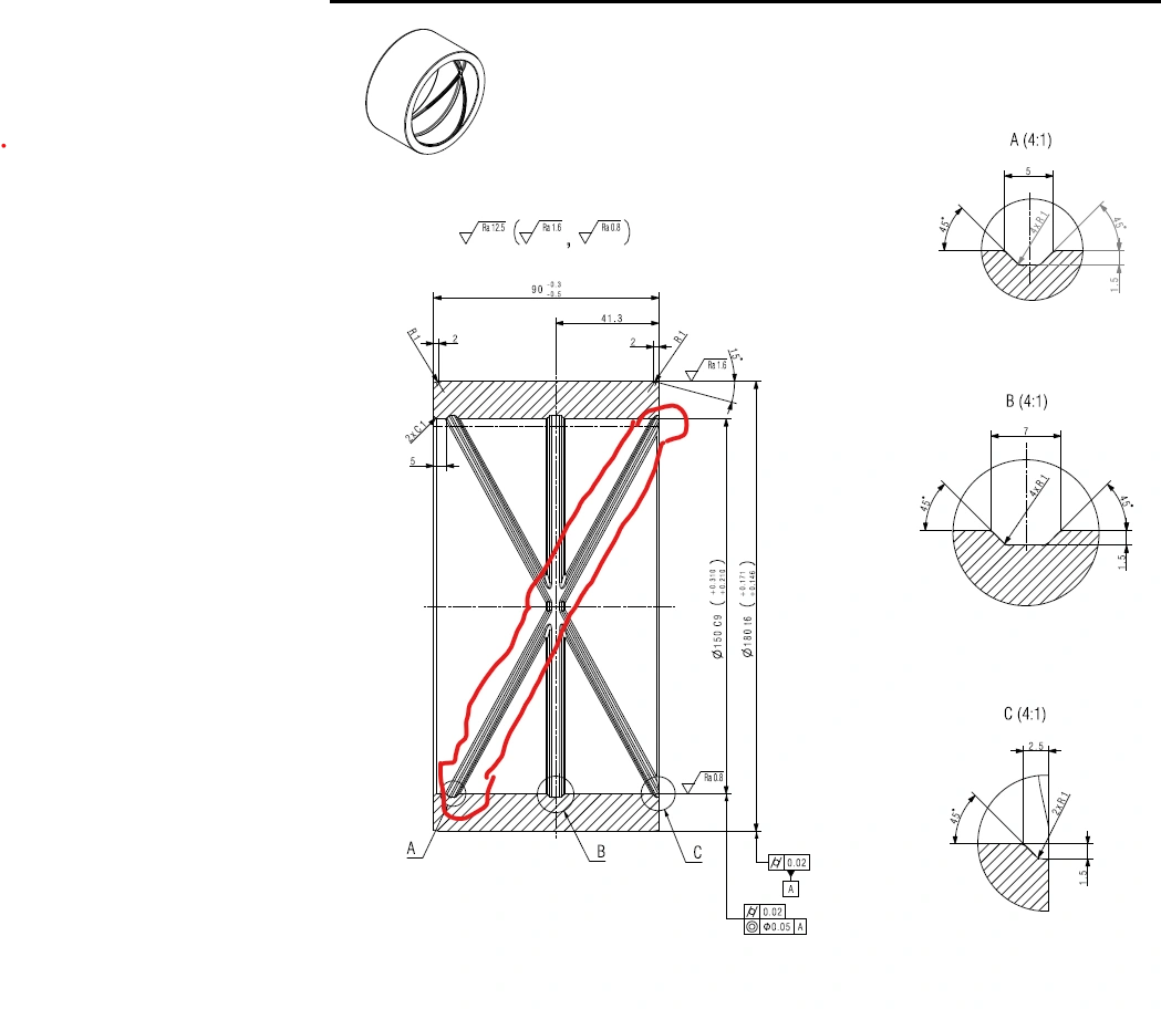 CAD: Grooved Lubrication Bush