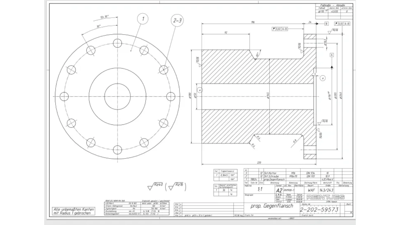 CAD project: drawing of a shaft half coupling