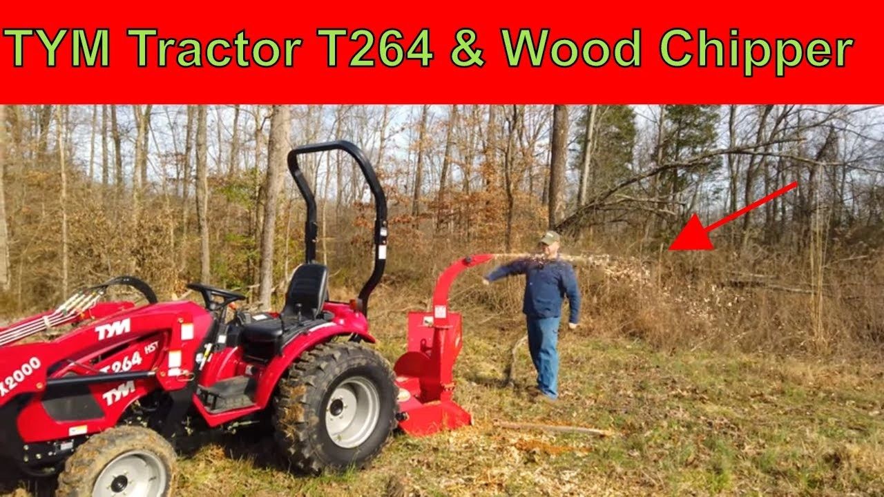 TYM Tractor T264 chipping wood.