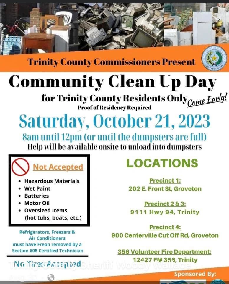 Trinity County Clean Up Day October 21th