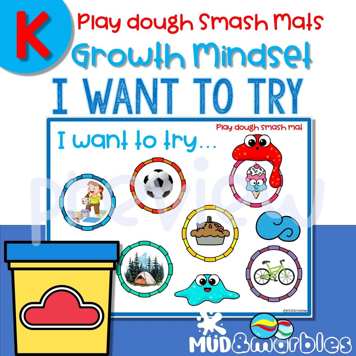 Growth Mindset Play Dough Smash Mats