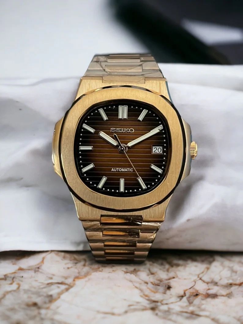 SEIKO CUSTOM MOD WATCH - OCEAN BLUE - SUNSET GOLD