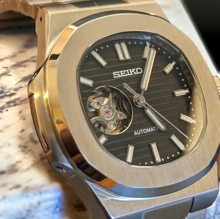 SEIKO MOD NAUTILUS OPEN BLACK MOD- 40MM AUTOMATIC