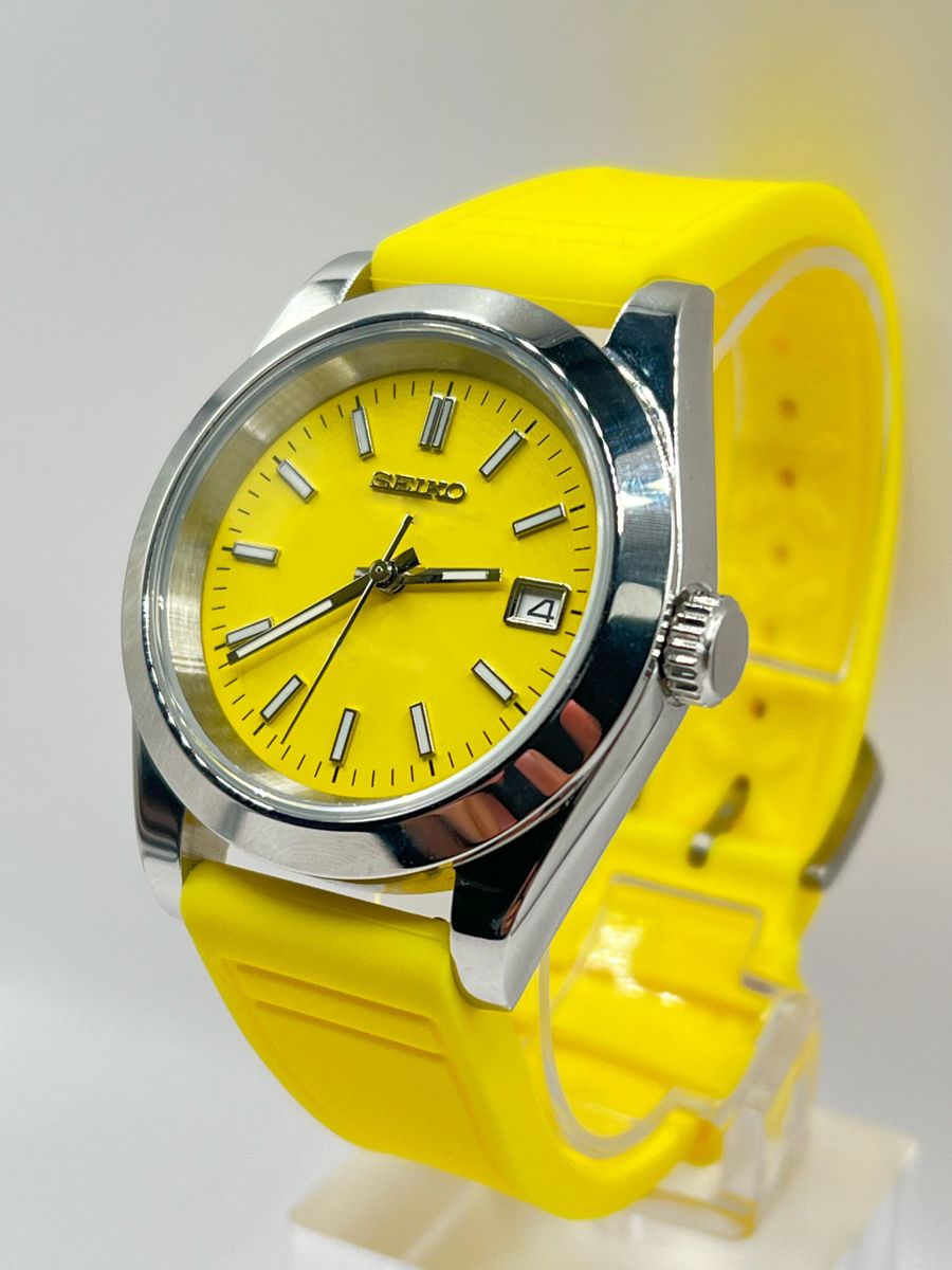 SEIKO CUSTOM MOD WATCH - LEMON YELLOW (RUBBER STRAP)