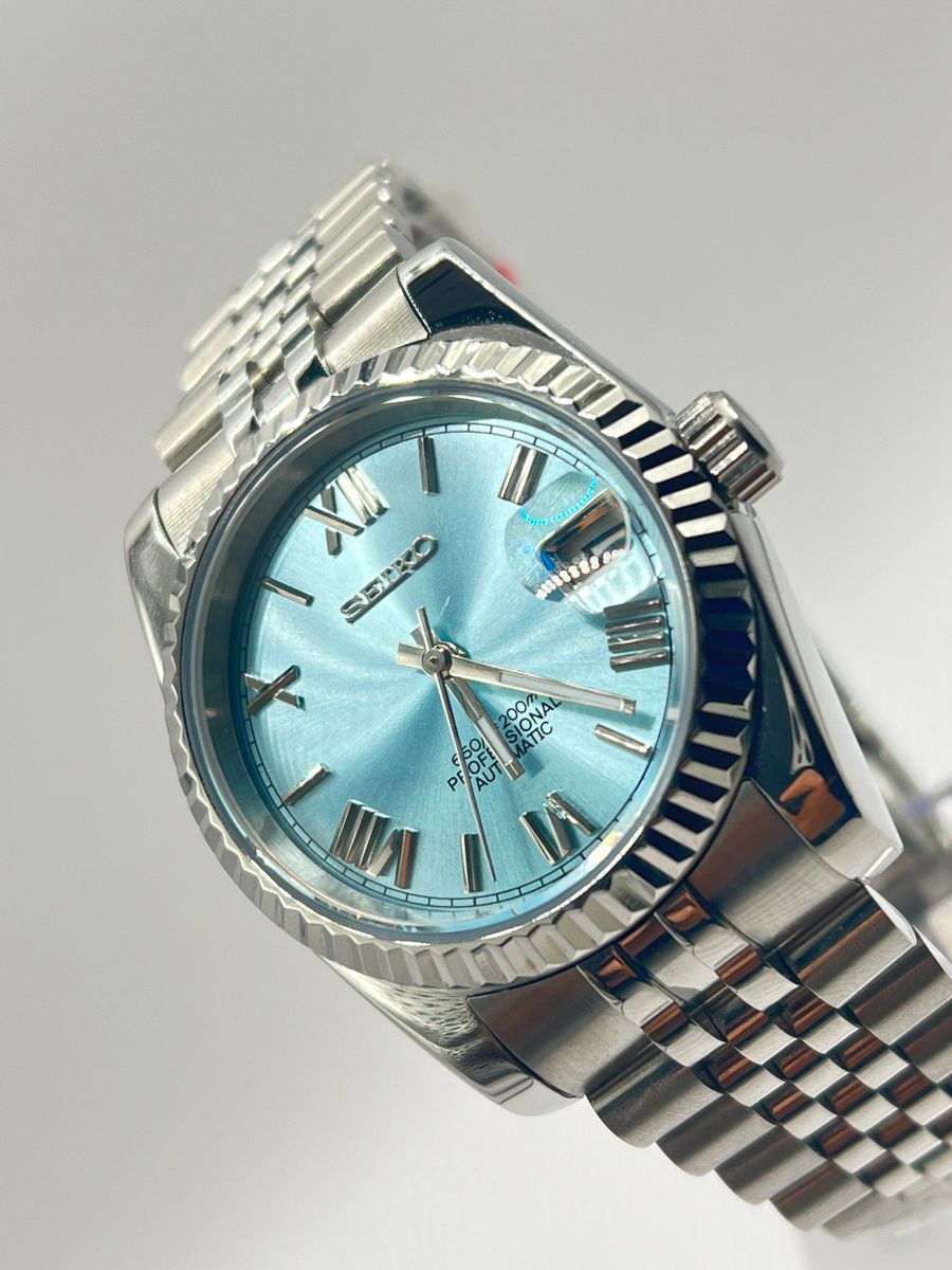 SEIKO MOD ROMAN DIAL - ICE BLUE WATCH