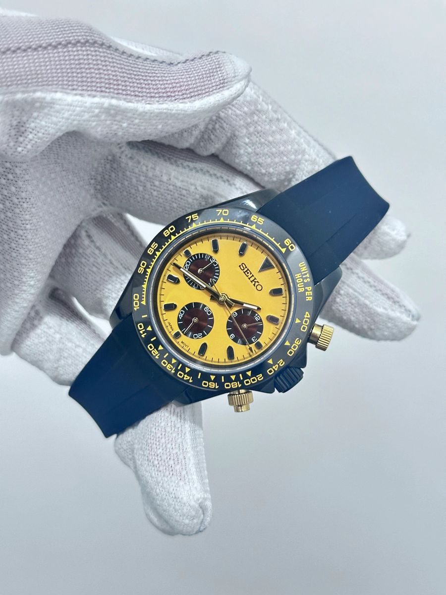 SEIKO CUSTOM MOD WATCH - CHRONOGRAPH WATCH - YELLOW BLACK BUMBLEBEE