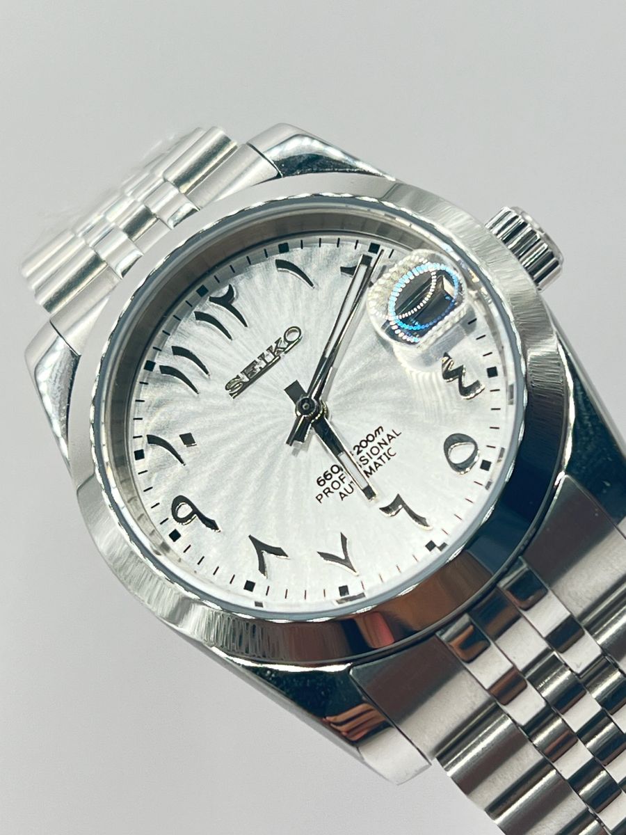 SEIKO CUSTOM MOD ARABIC - MOONLIGHT SILVER WATCH