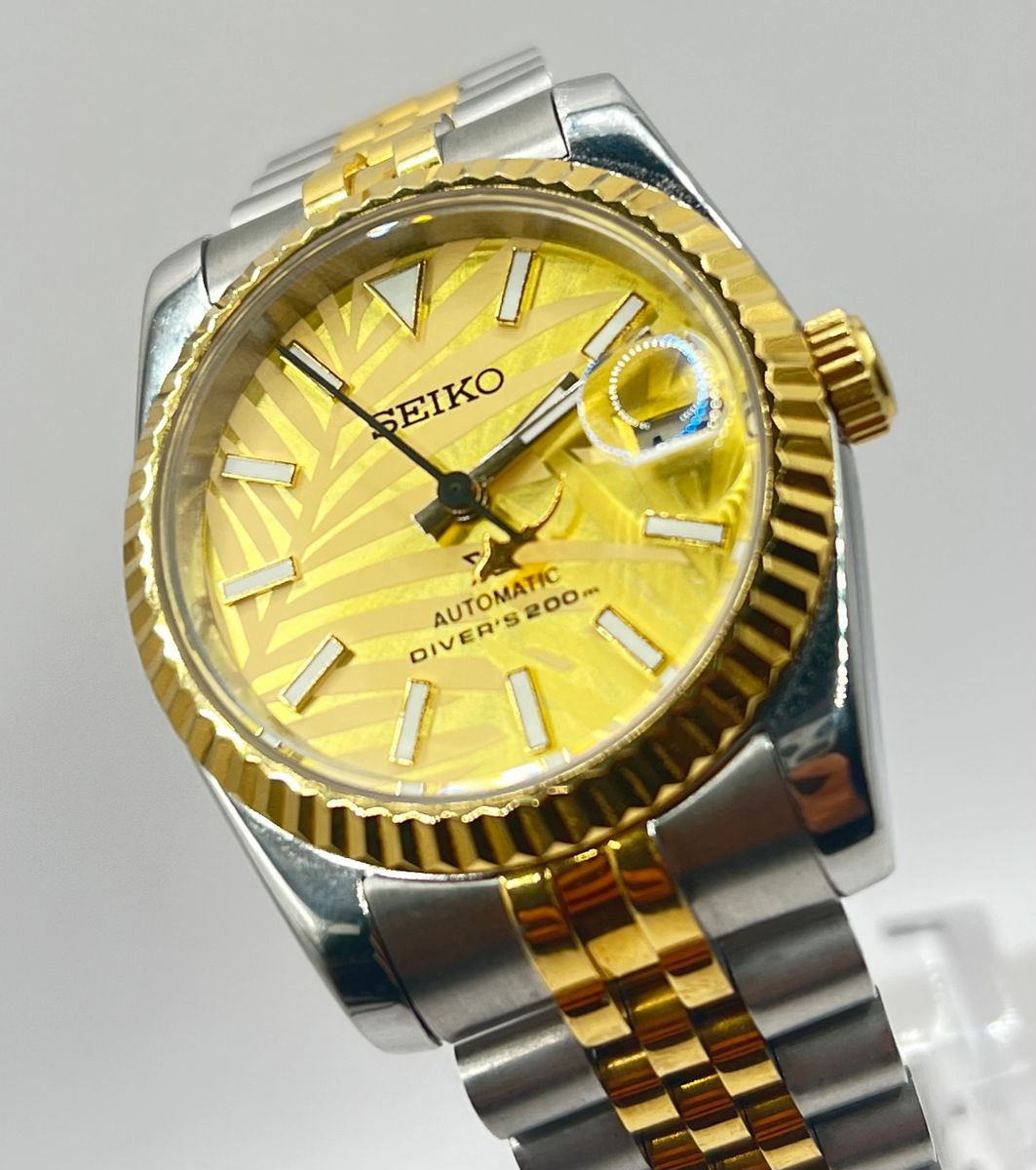 SEIKO CUSTOM MOD WATCH - GOLD PALM TREE