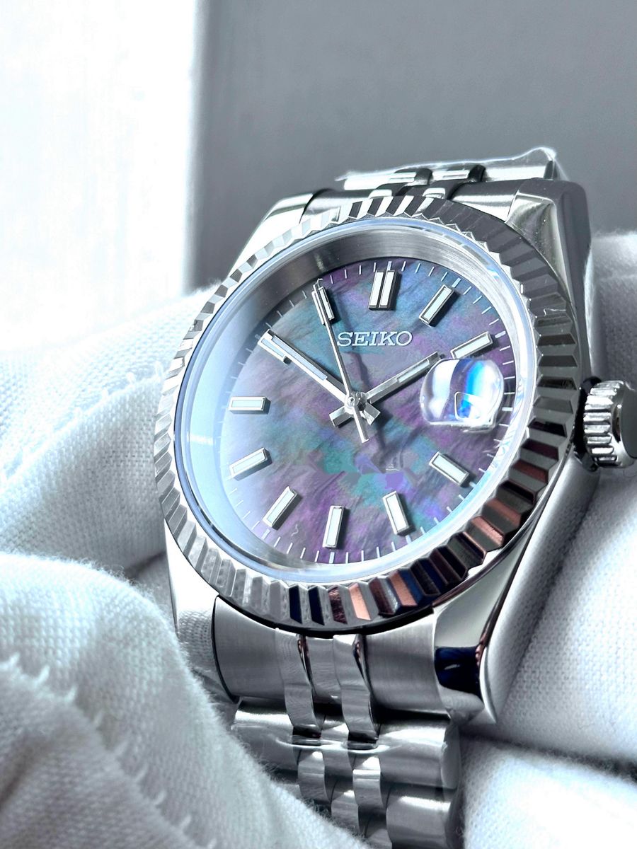 SEIKO CUSTOM MOD WATCH - PURPLE MOTHER OF PEARL