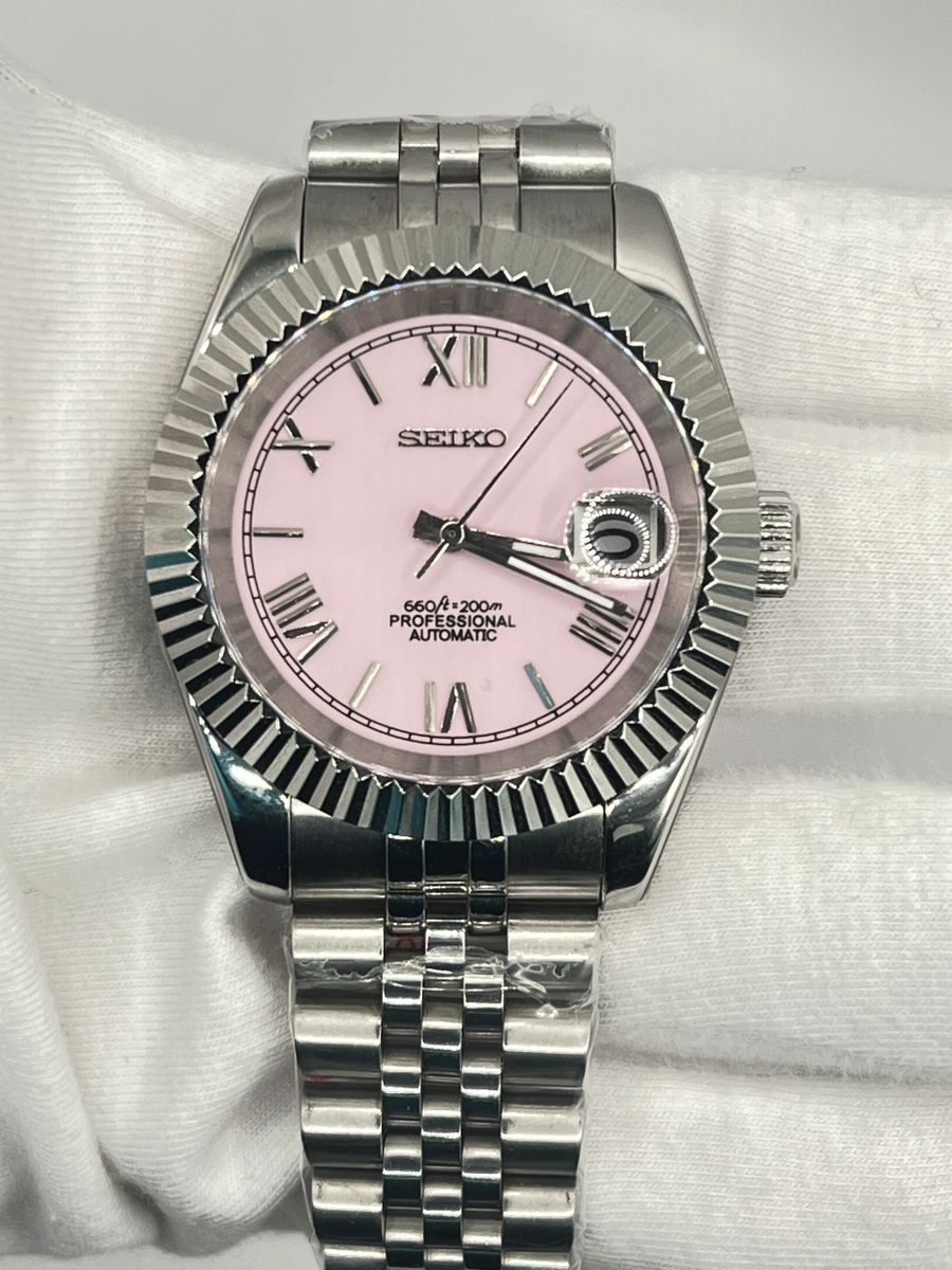 SEIKO CUSTOM MOD ROMAN WATCH - PINK