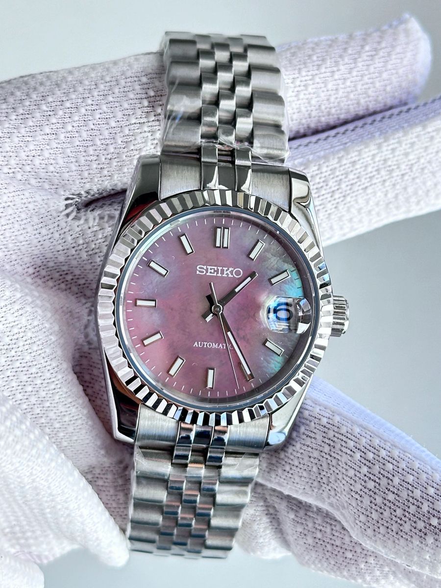 SEIKO CUSTOM MOD WATCH - PINK MOTHER OF PEARL