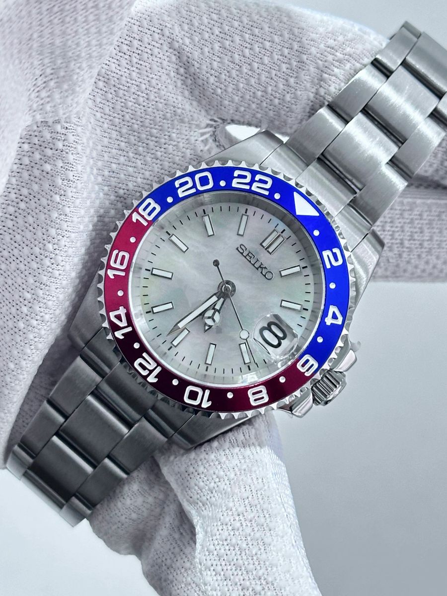 SEIKO CUSTOM MOD WATCH - PEPSI MOTHER OF PEARL