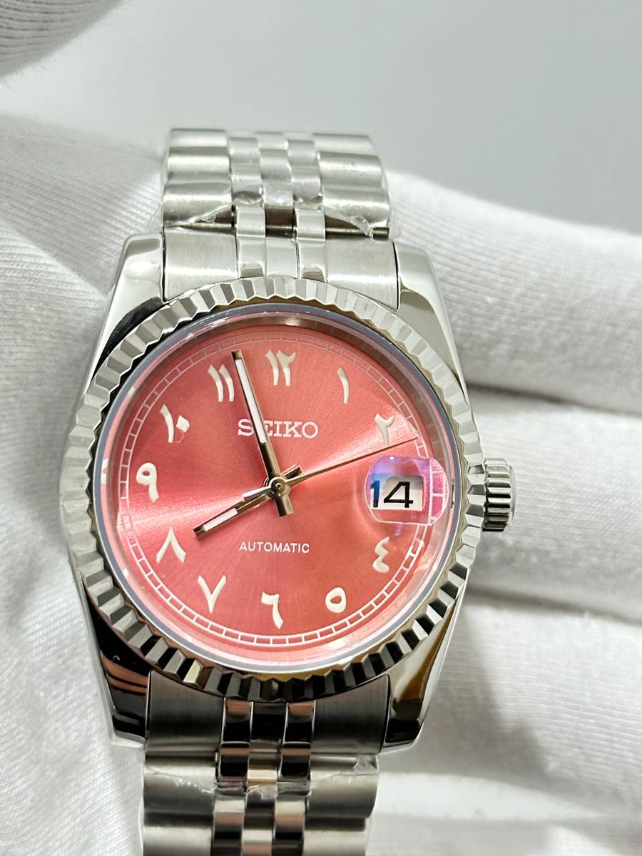 SEIKO CUSTOM MOD ARABIC WATCH - LUMINOUS PINK