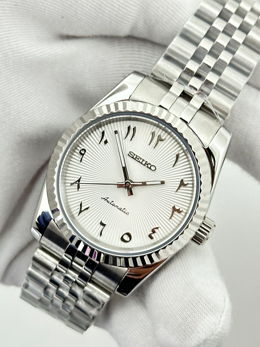 SEIKO CUSTOM MOD ARABIC WATCH - STRIPED WHITE