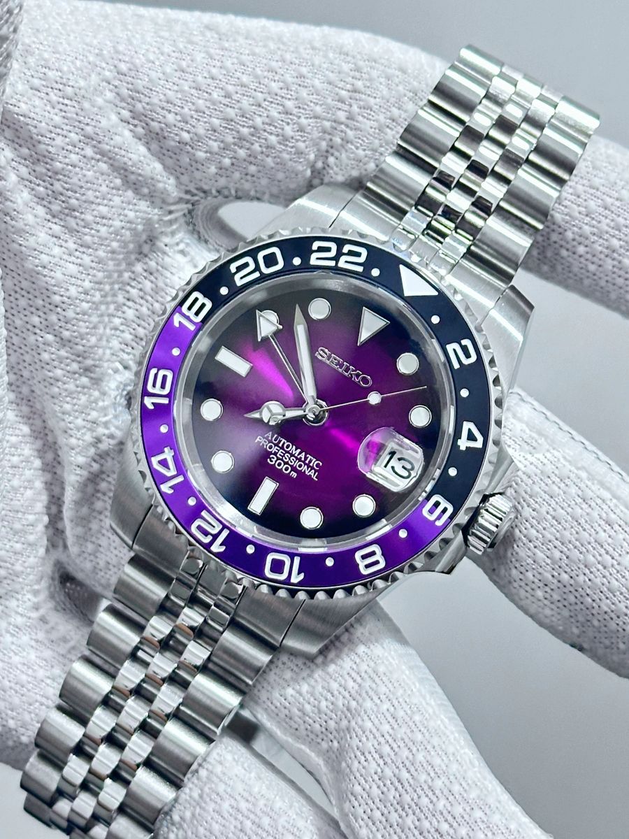 SEIKO CUSTOM MOD WATCH - SUNBURST PURPLE JOKER