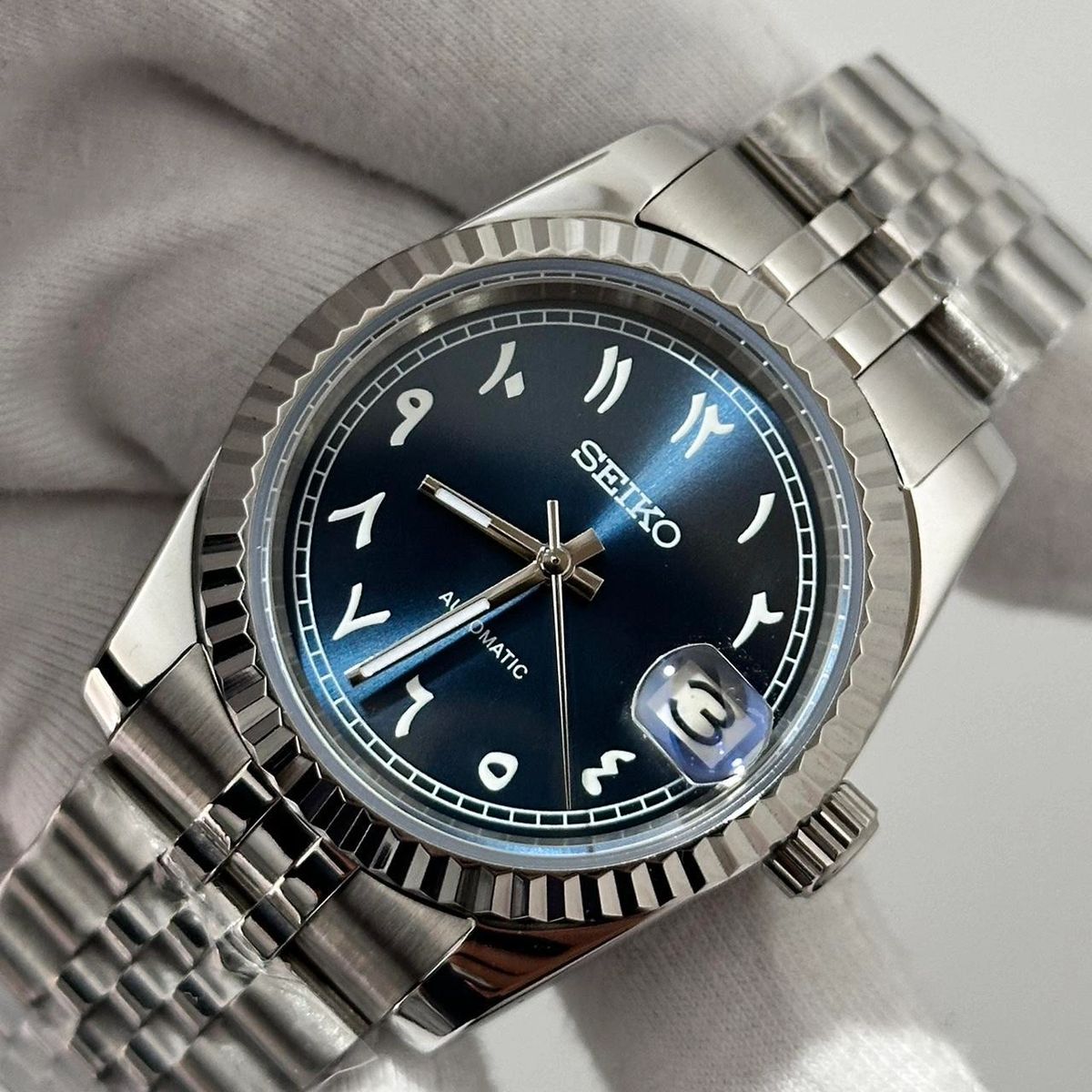 SEIKO CUSTOM MOD ARABIC WATCH - AEGEAN BLUE