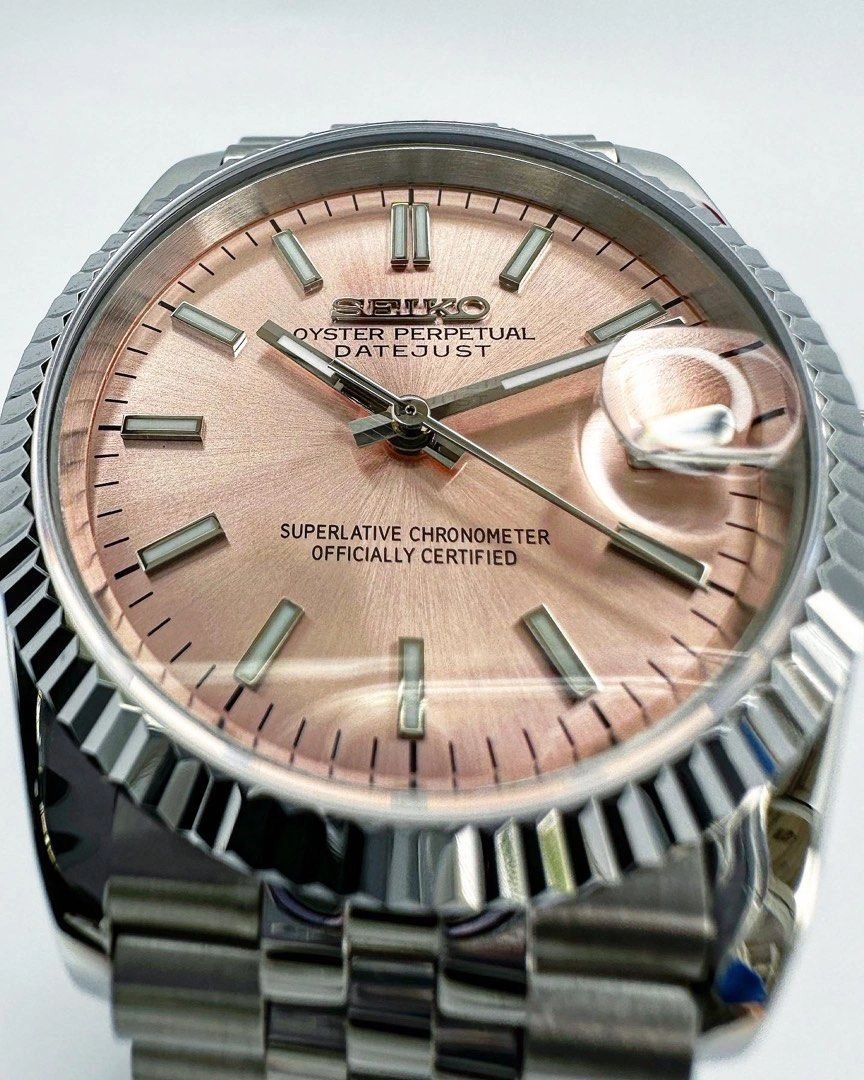 SEIKO MOD LUMINOUS DIAL - SALMON PINK - NH35 AUTOMATIC