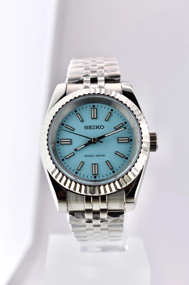SEIKO CUSTOM MOD LUMINOUS WATCH - TEAL BLUE