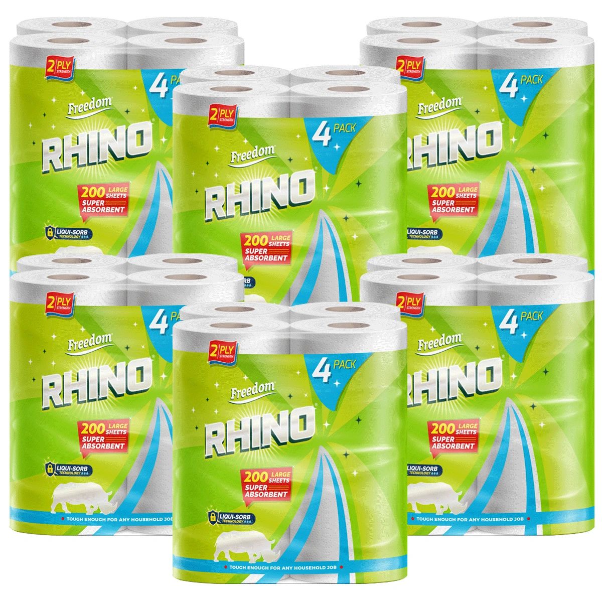 24 Rolls Rhino Super Strong and Absorbent Multi Purpose Kitchen Roll