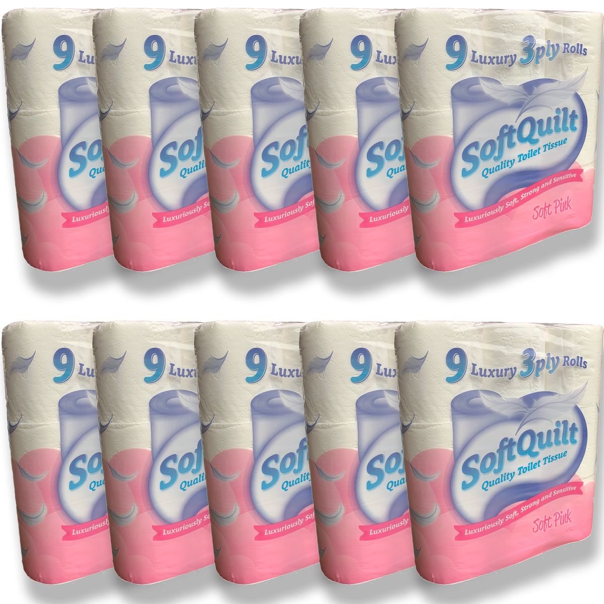 90 Toilet Rolls - 3 PLY Luxury Soft Pink Bathroom Toilet Paper Bulk Pack