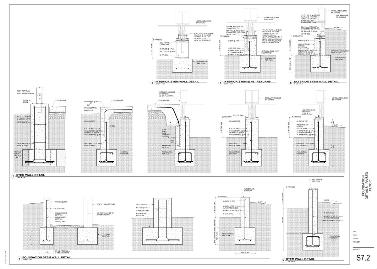 S7.2 - FOUNDATION DETAILS - RAISED FLOOR