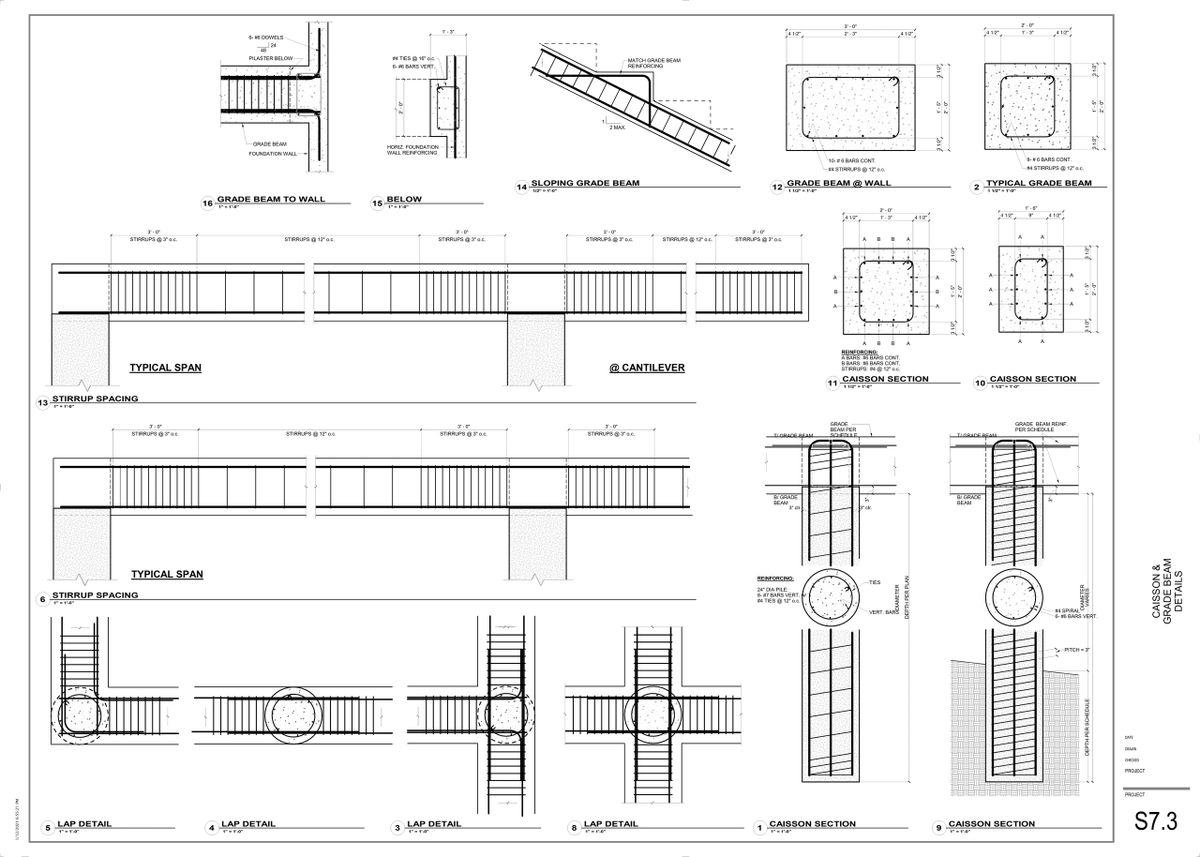 S7.3 - CAISSON & GRADE BEAM DETAILS