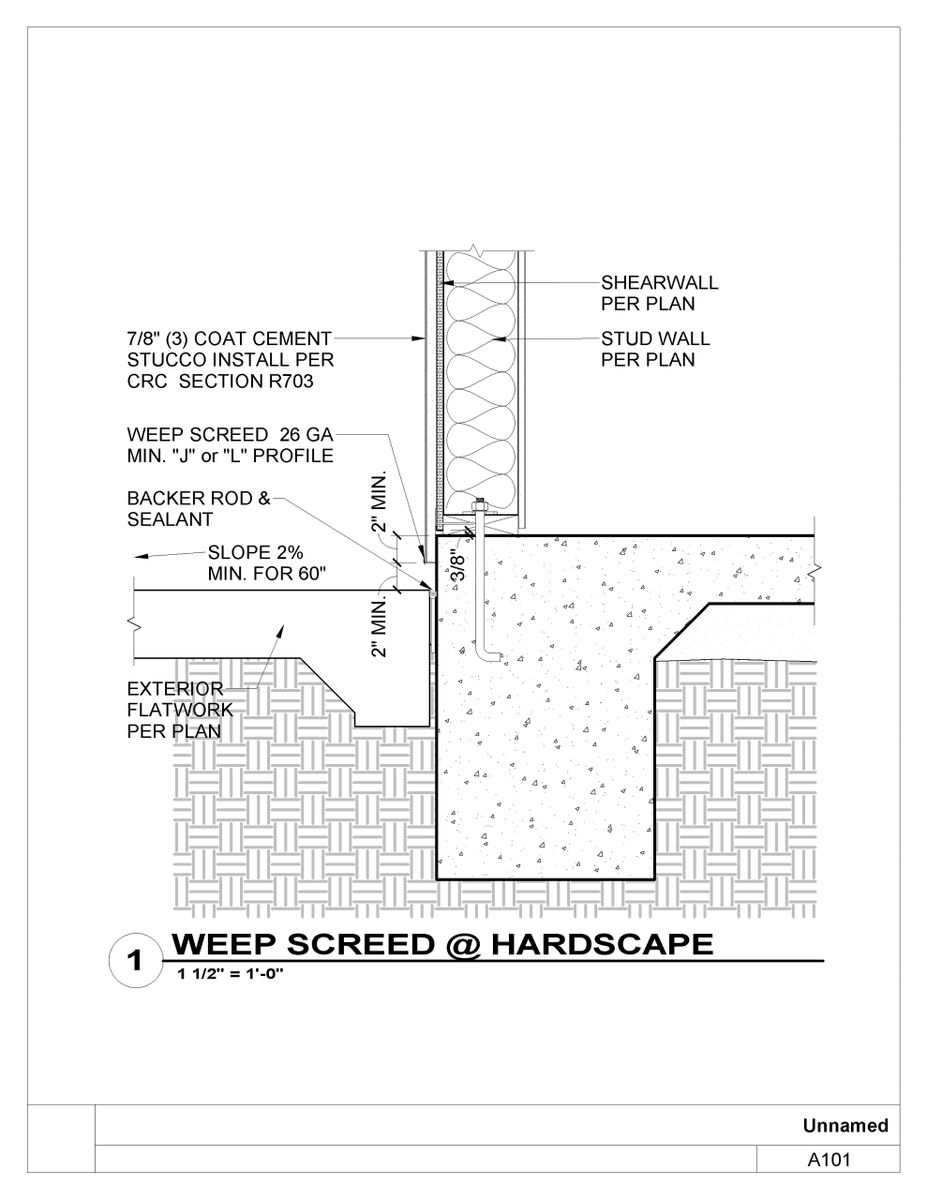 STUCCO WEEP SCREED @ PAVEMENT