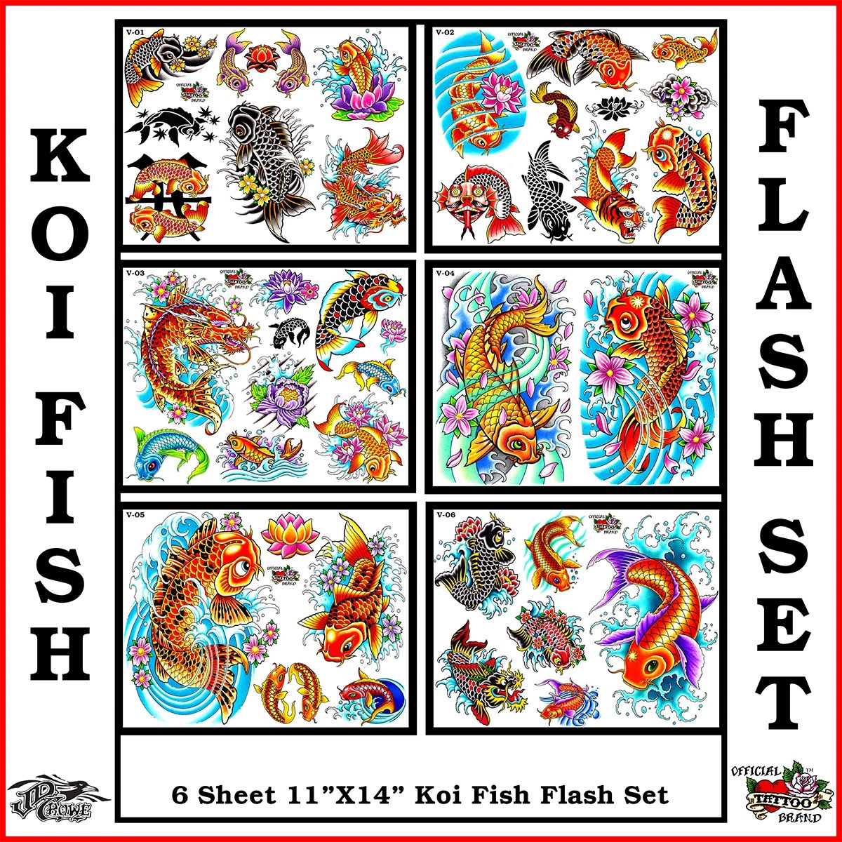 KOI FISH TATTOO FLASH SET