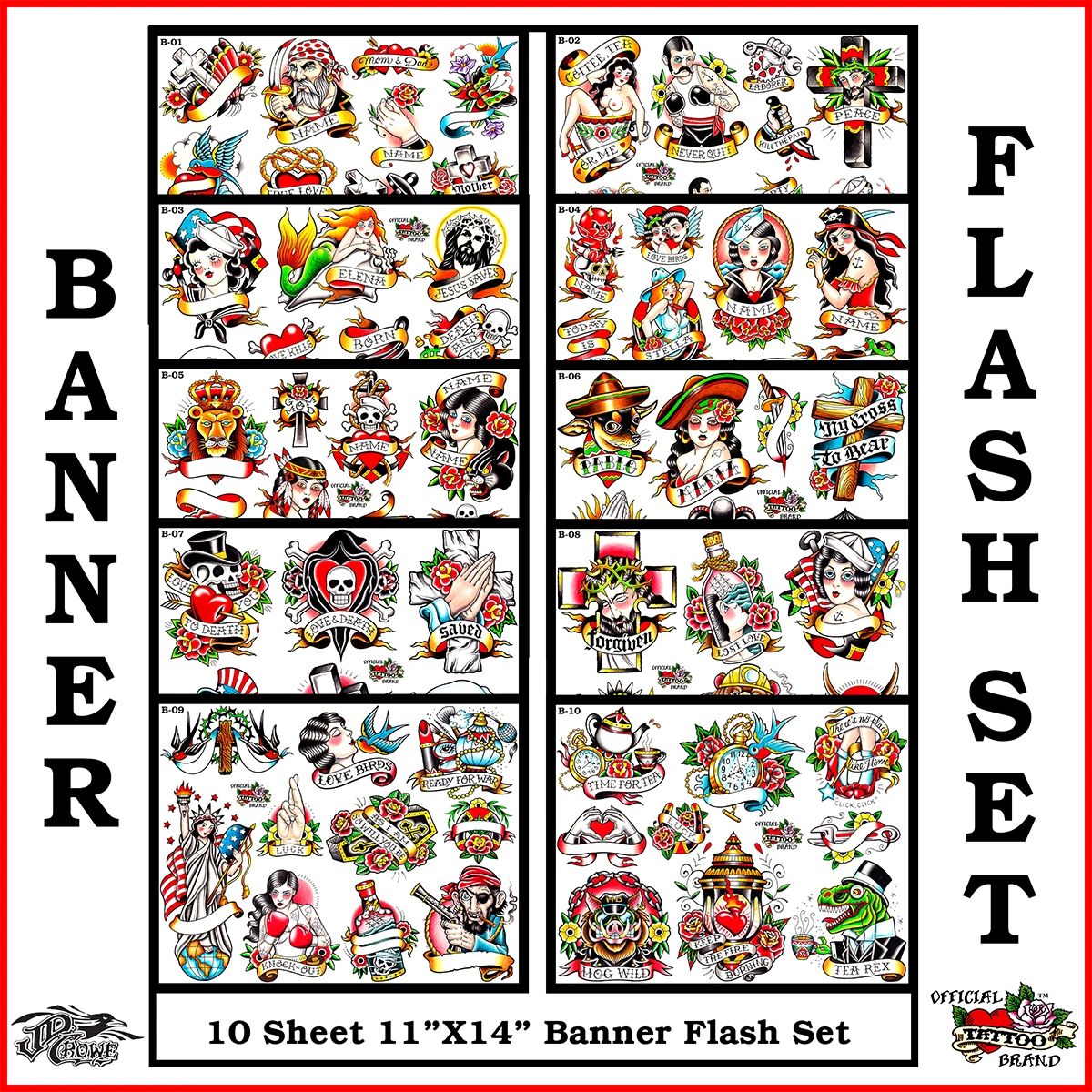 BANNER TATTOO FLASH SET