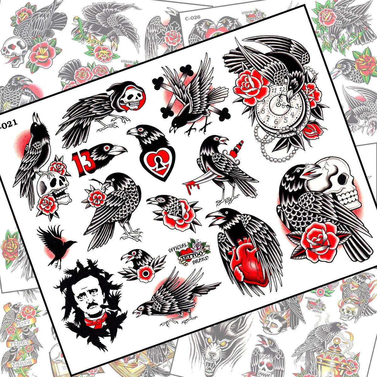 CROW TATTOO FLASH SET