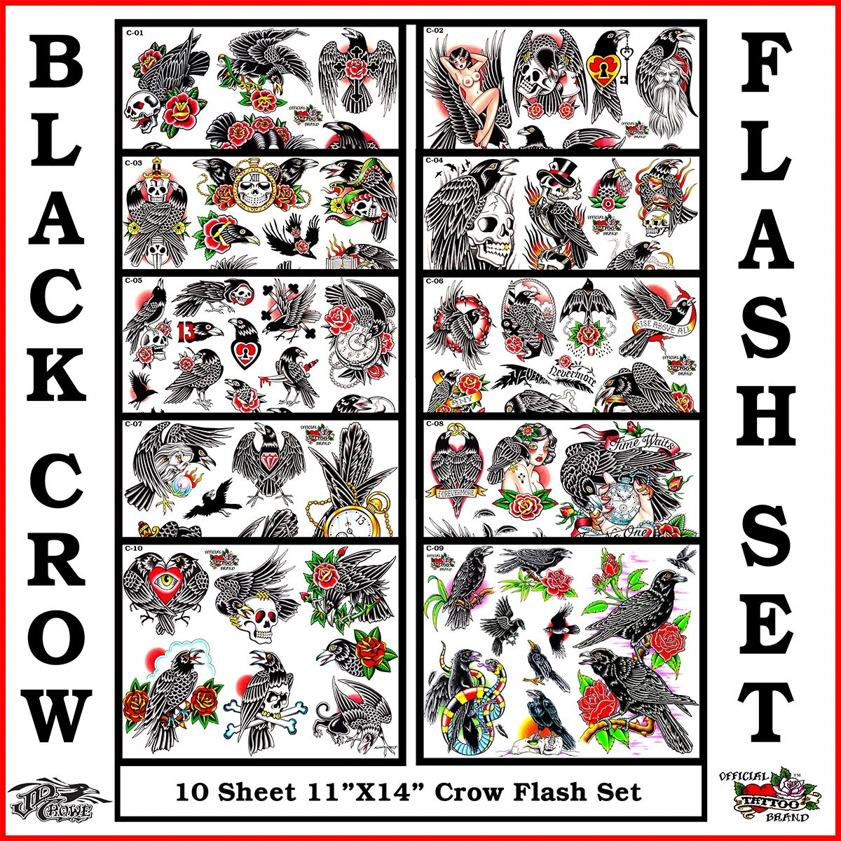 CROW TATTOO FLASH SET