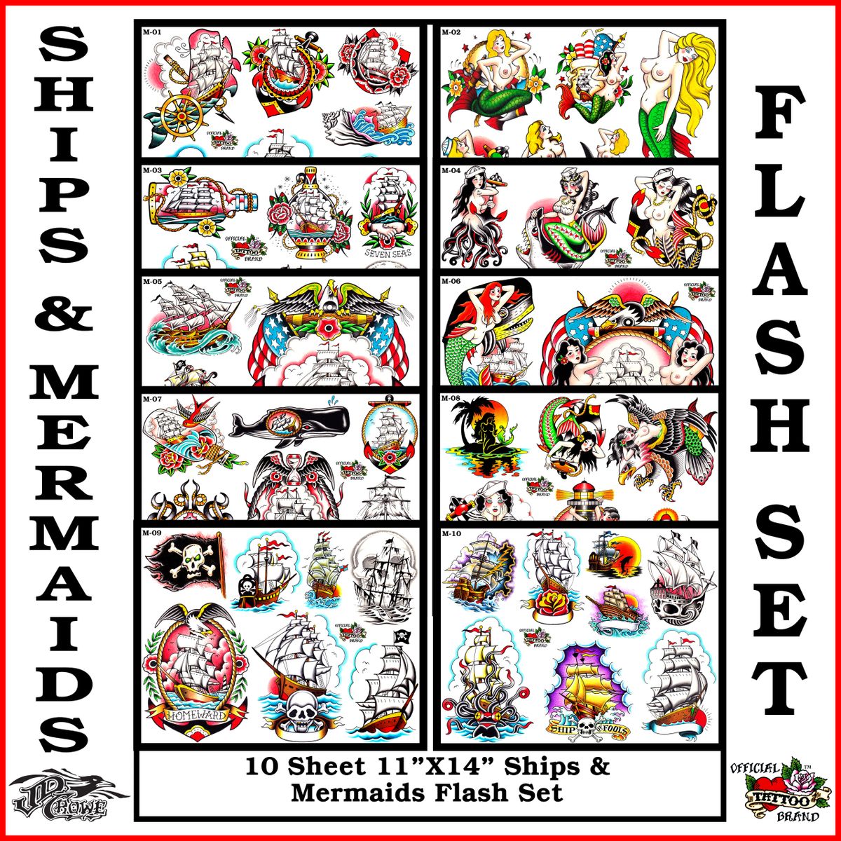 SHIPS & MERMAID TATTOO FLASH SET