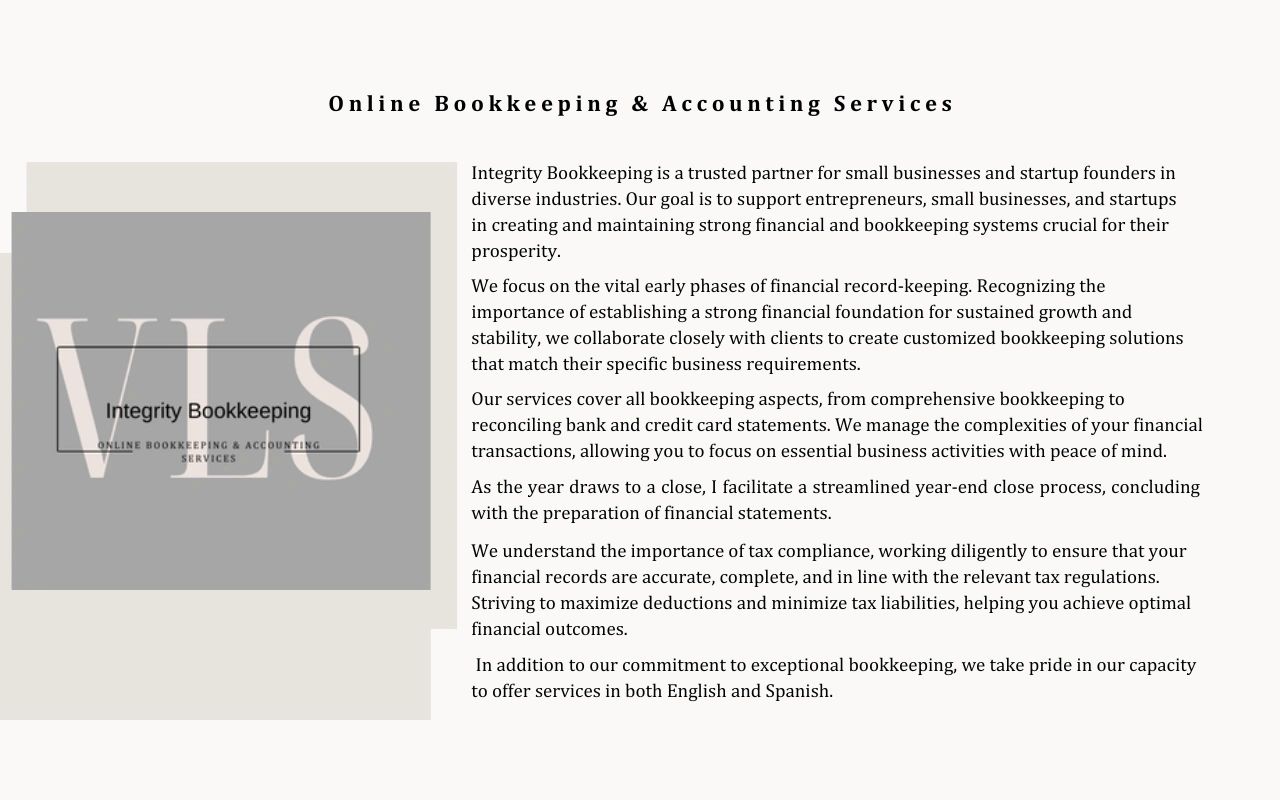 VLS Integrity Bookkeeping - Professional Bookkeeping and Accounting ...