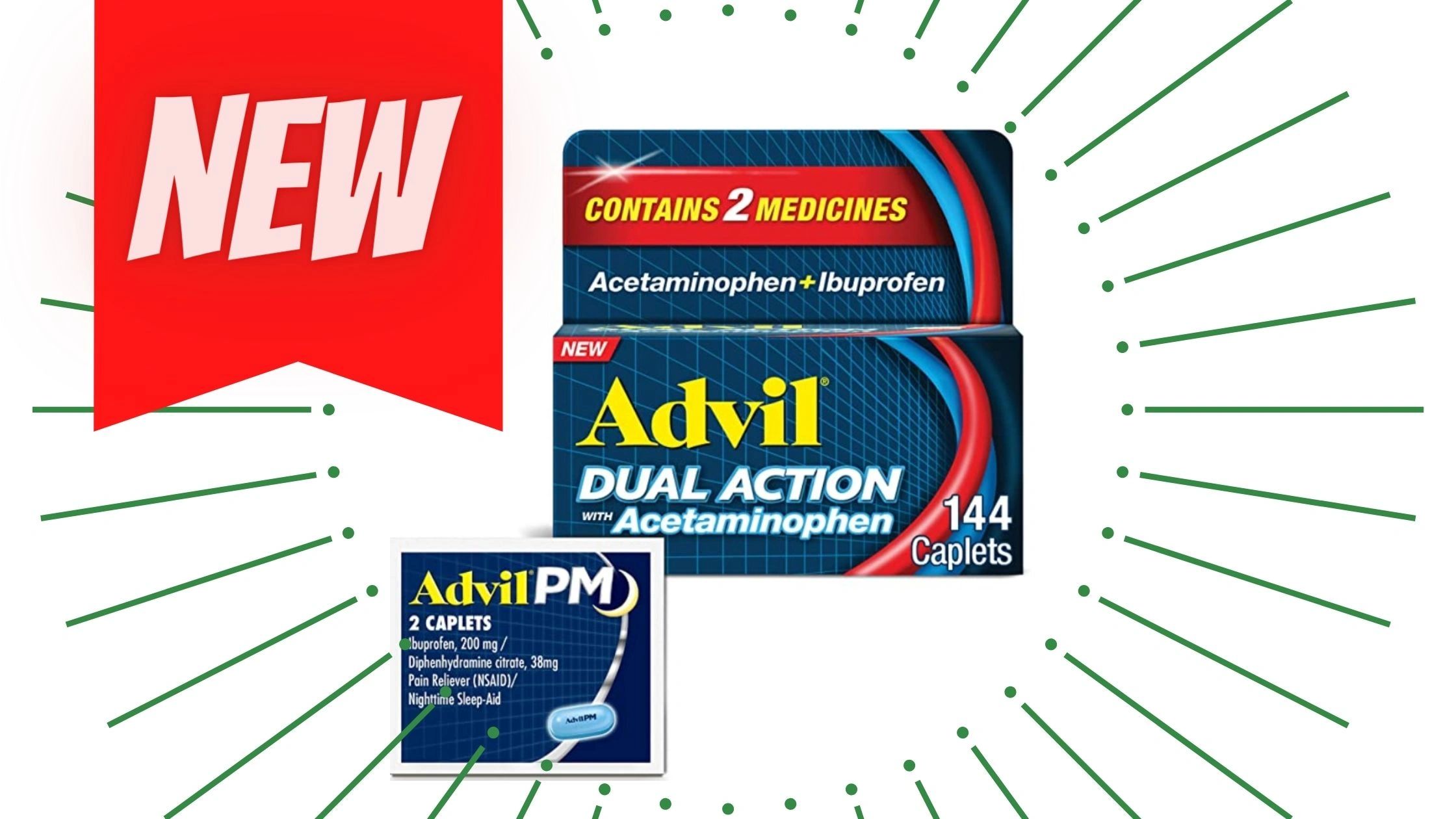 NEW! Advil Dual Action OTC Pain Medication