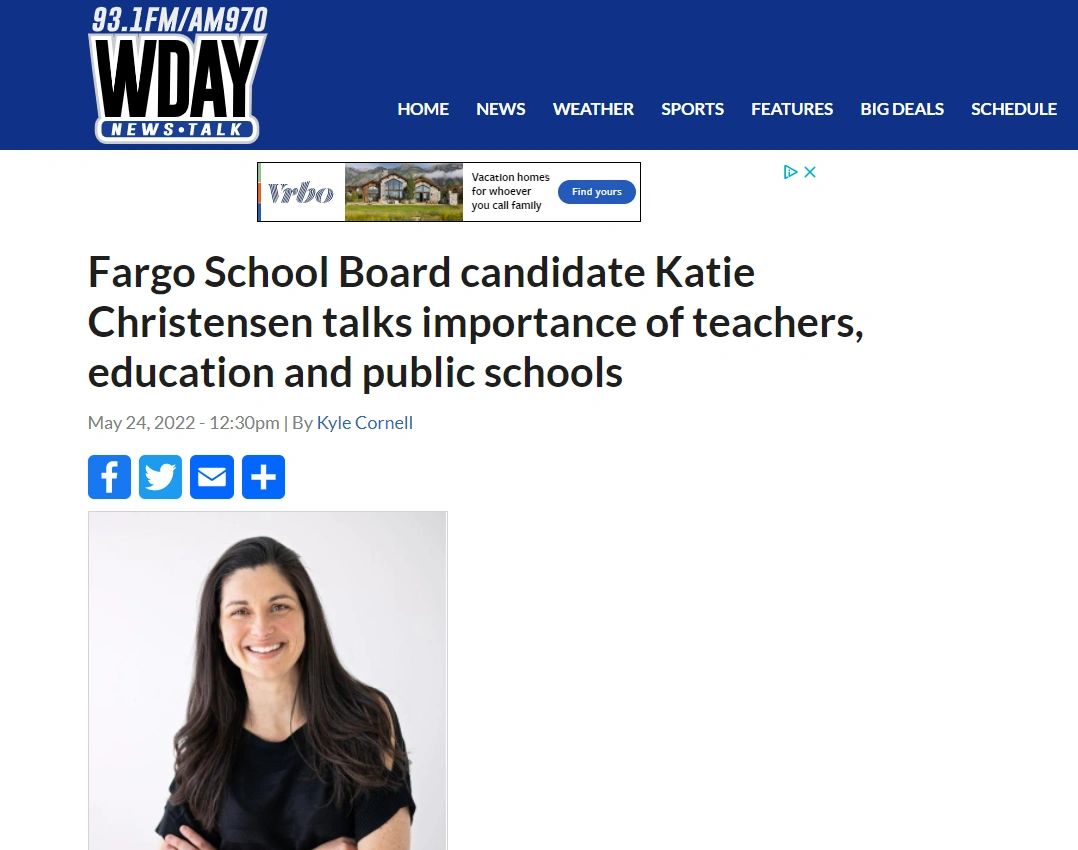 Katie featured on WDAY radio
