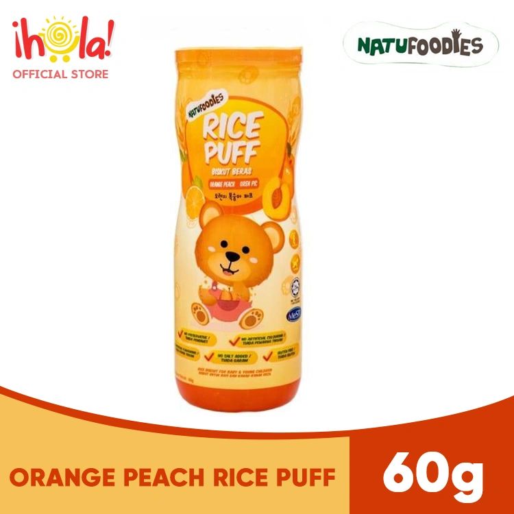 NATUFOODIES Rice Puff Orange Peach 60g (Halal Certified)