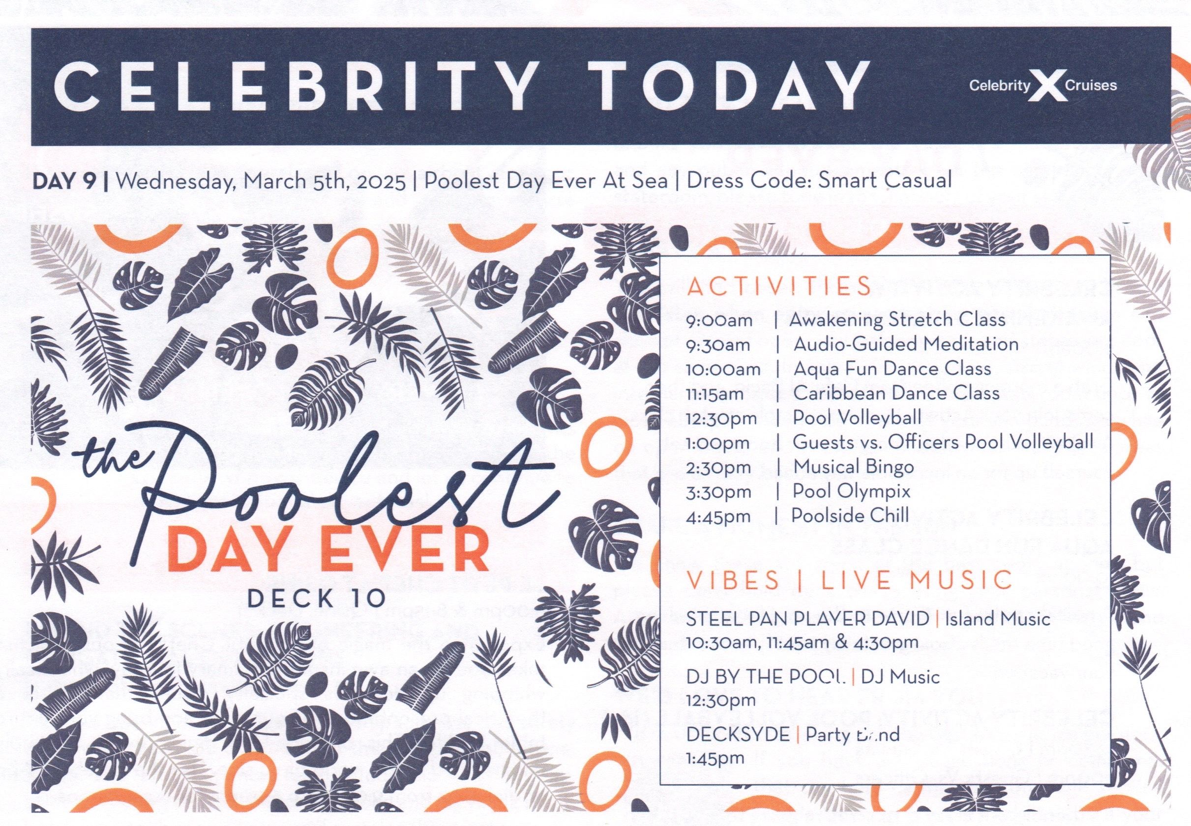 Celebrity Summit 9 day Western Caribbean Cruise Event Schedule
