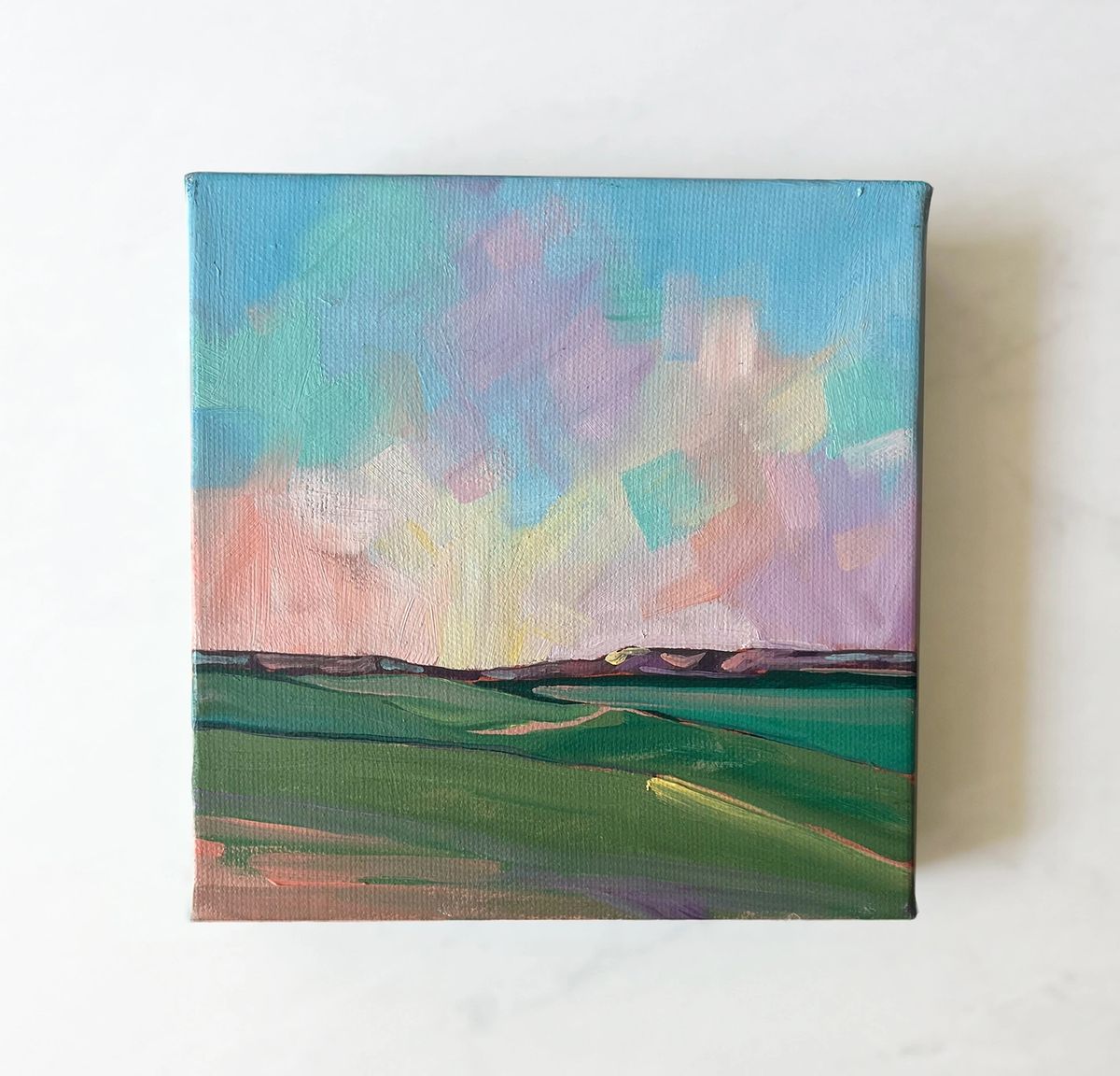 Little Mountains 6x6 Oil on Canvas Painting