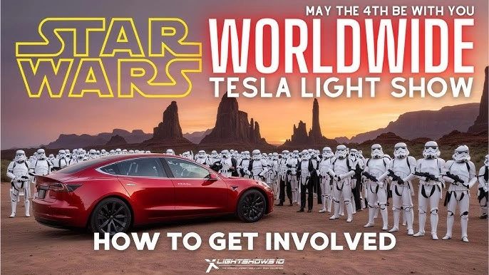 Tesla Star Wars Light Show Dark Side vs The Force w/ Rise of Jedi