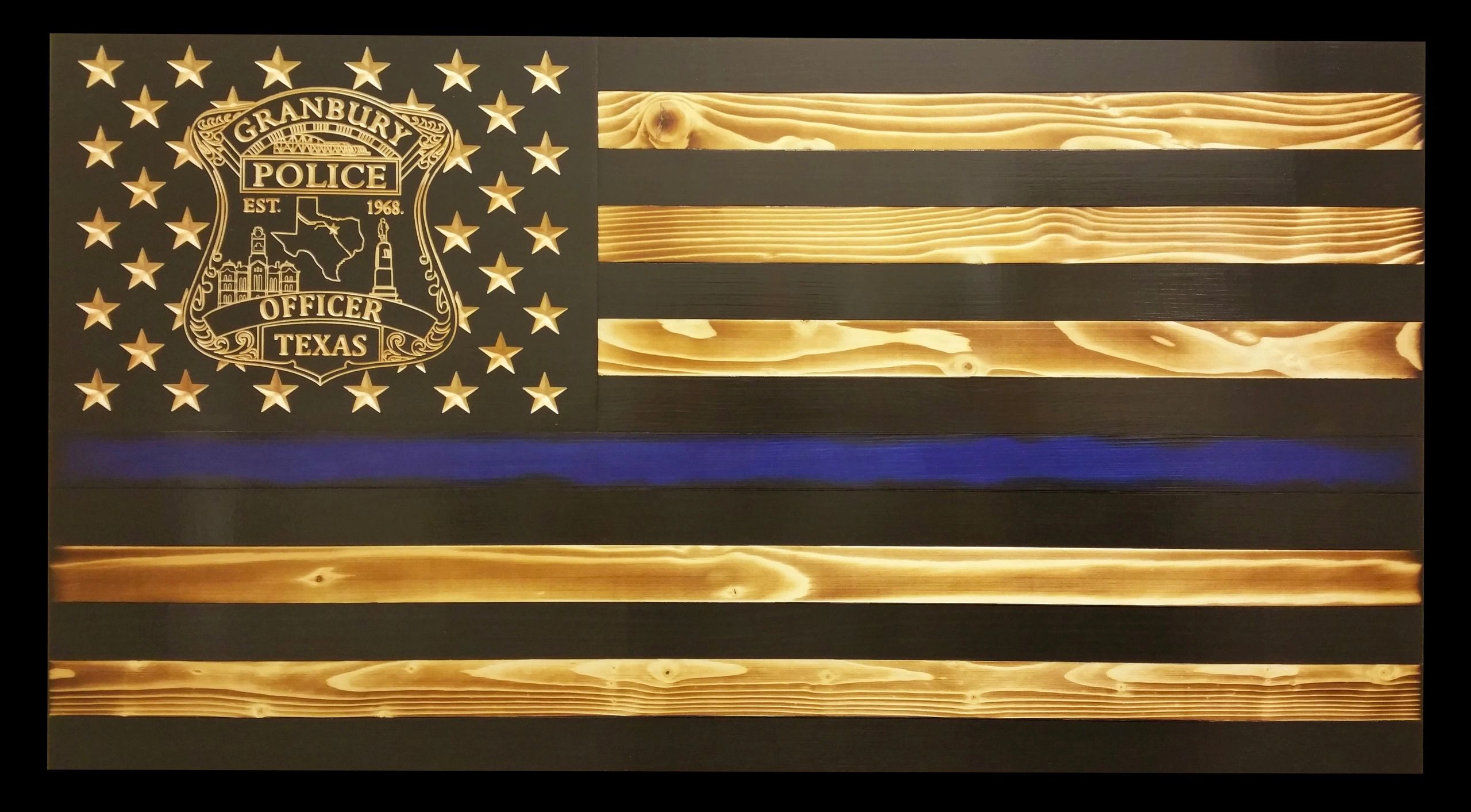 Rustic Wooden Custom Police and Fire & Rescue Flags