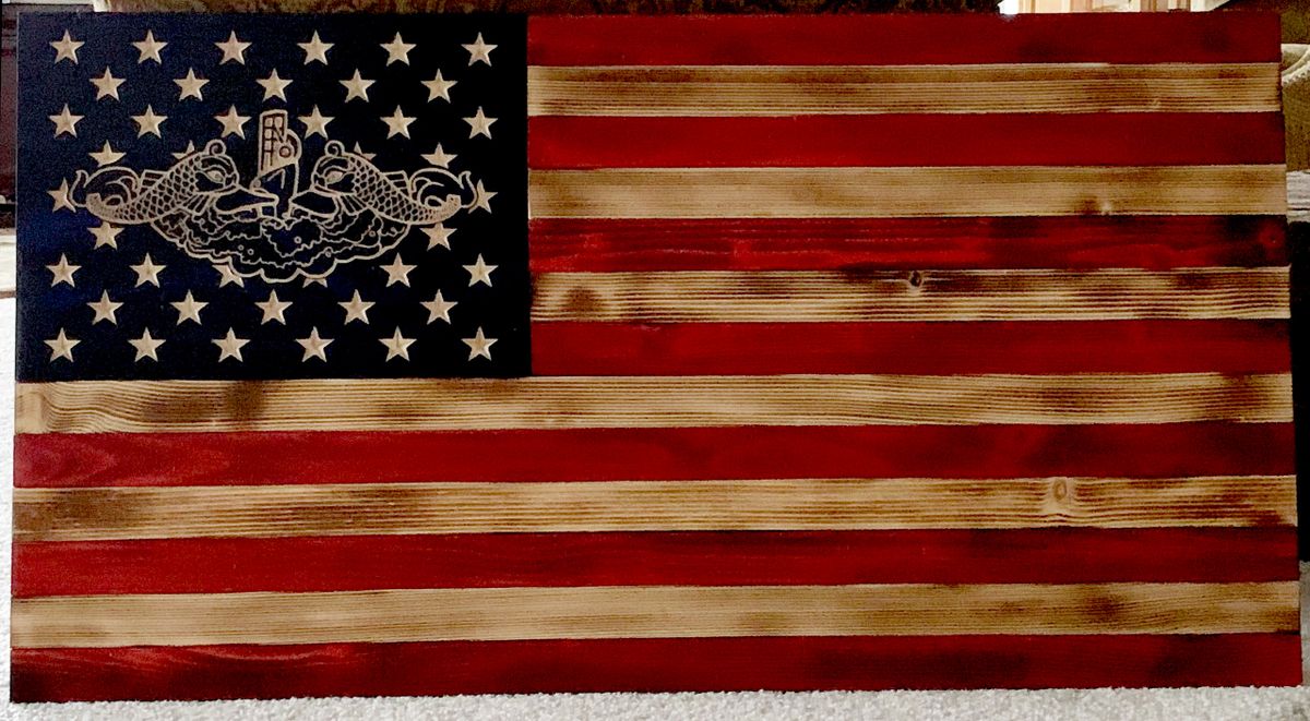 US Navy Submarine Wooden Flag - (STANDARD Size 36"x 19.5")