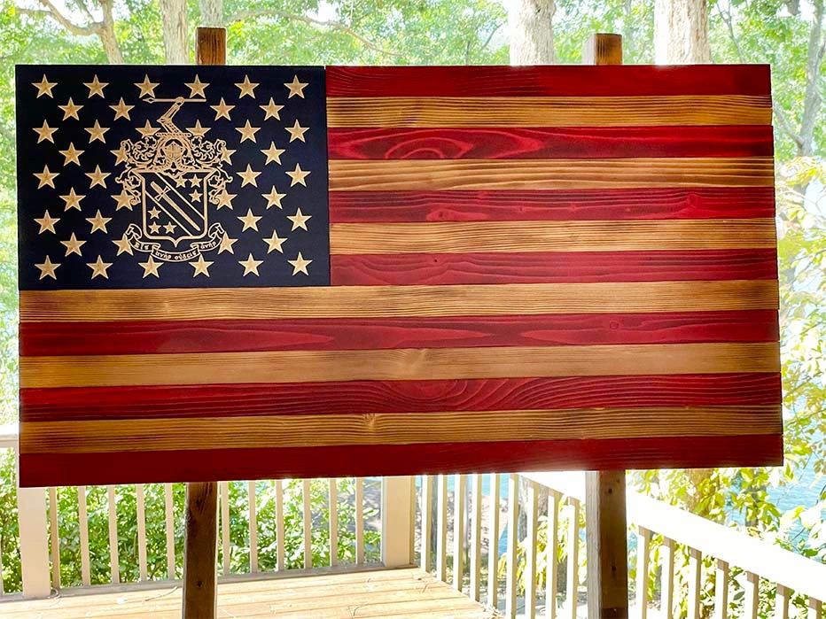 Phi Delta Theta Fraternity Flag w/Carved Stars & Carved 36"x 19.5"
