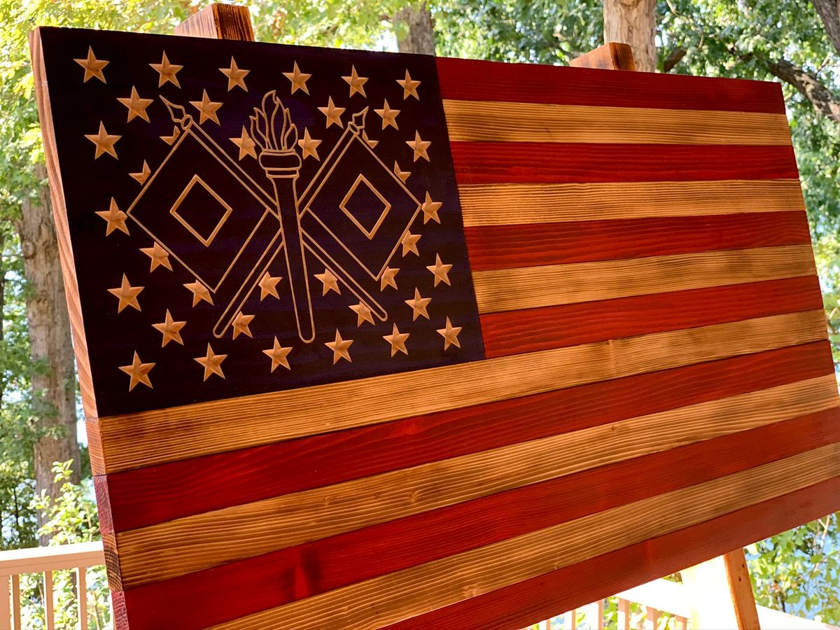 US ARMY SIGNAL CORPS Wooden Flag (36" x 19.5") with CARVED Stars & Emblem.