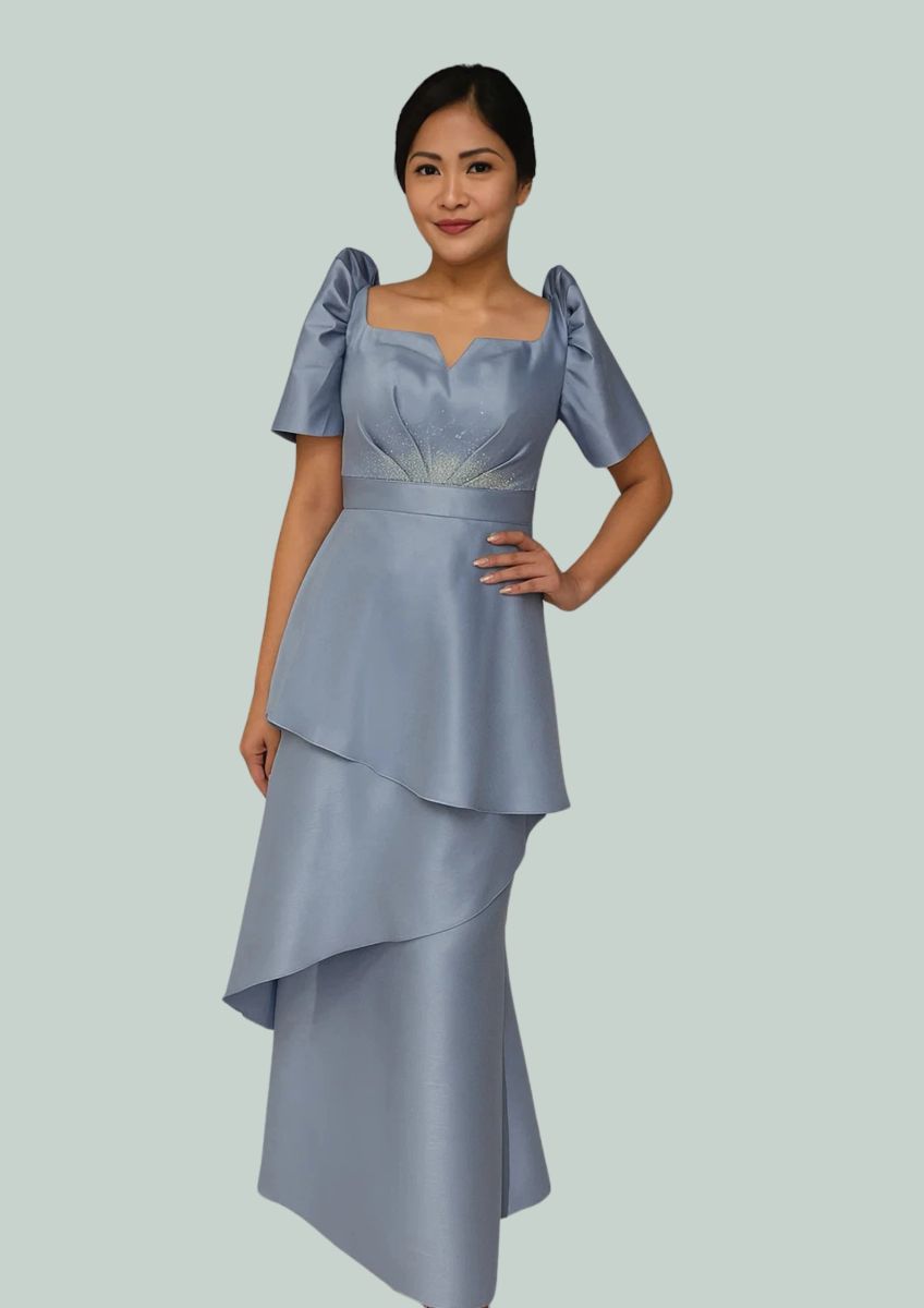 Light Blue Filipiniana Gown