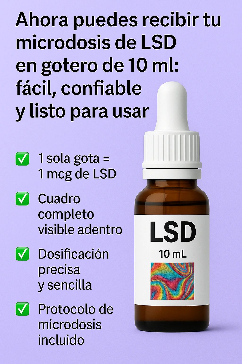 Tu microdosis de LSD, ahora más fácil y segura en gotero de 10 ml