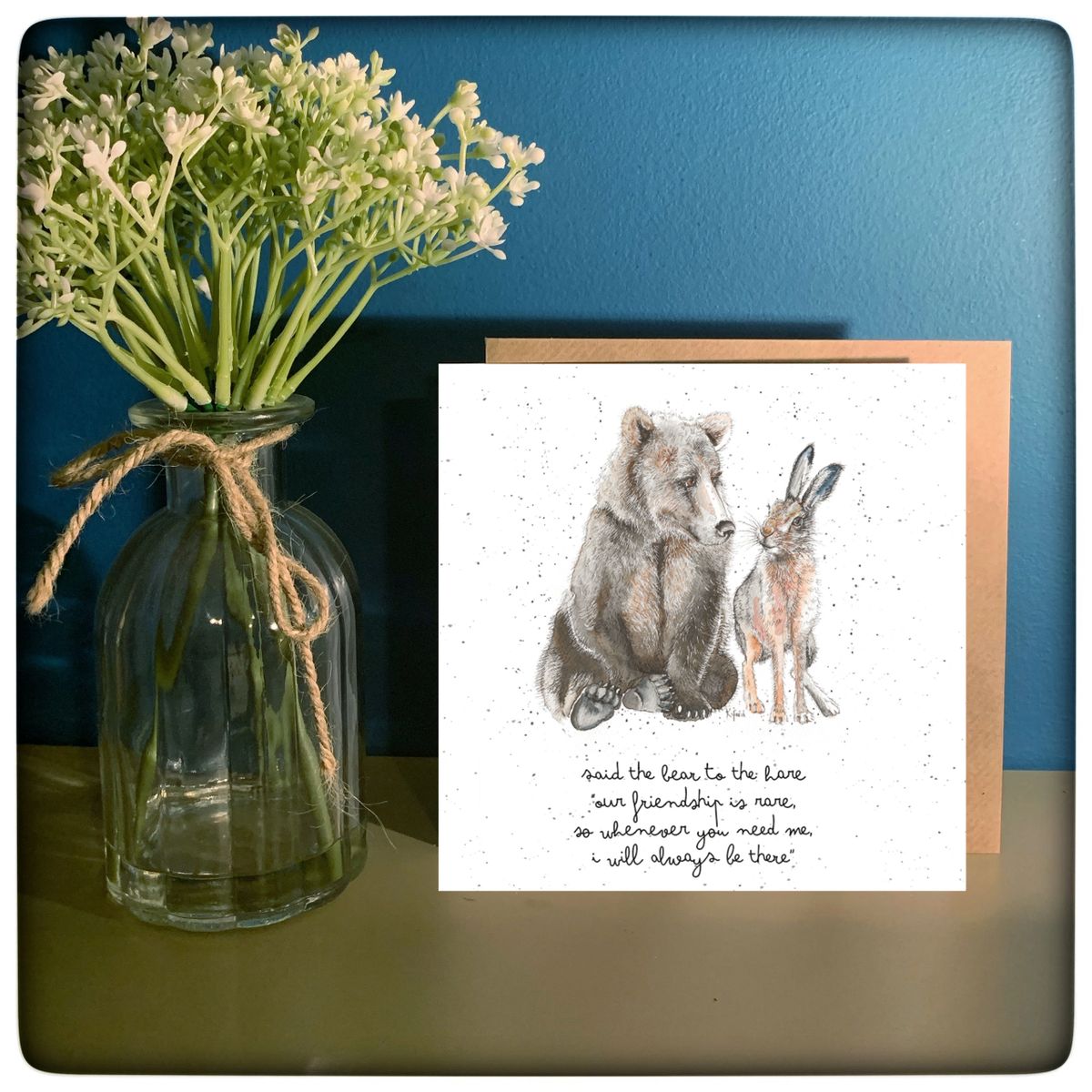 Hare and Bear poem card
